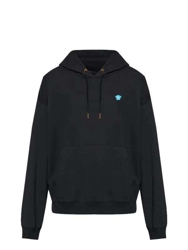 Versace Medusa Patch Drawstring Hoodie - Black