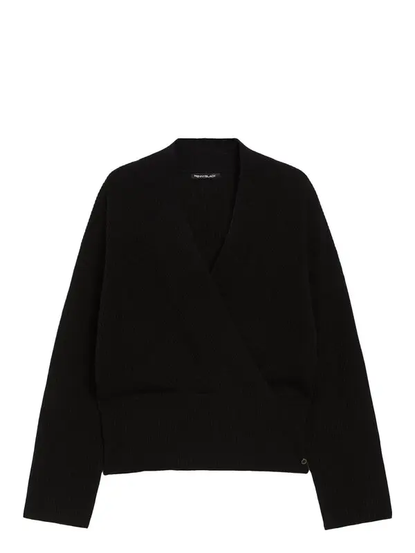 PENNYBLACK V-neck Cross-over Sweater - Black