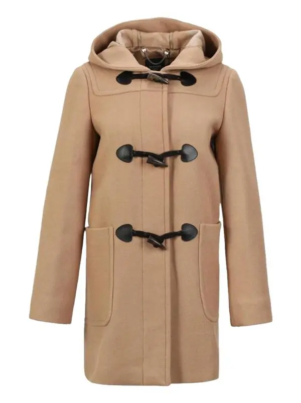 Max Mara Long-sleeved Hooded Coat With Horn Buckle Closure - Brown