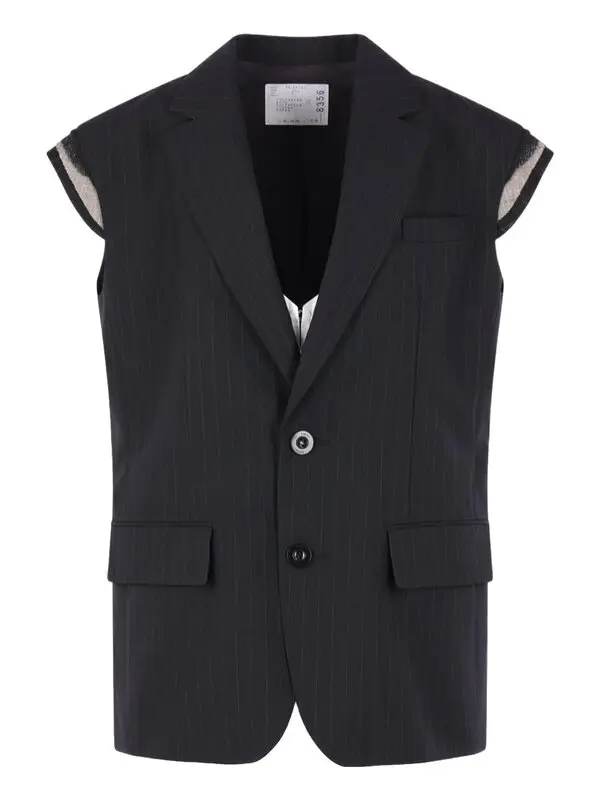 Sacai Chalk Stripe Vest - Black