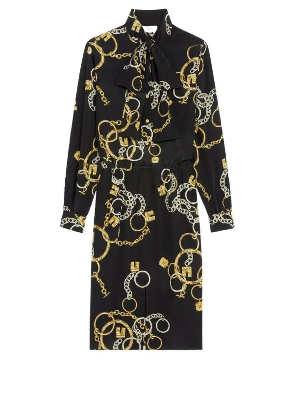 Celine Crepe De Chine Lavallière Dress - Black