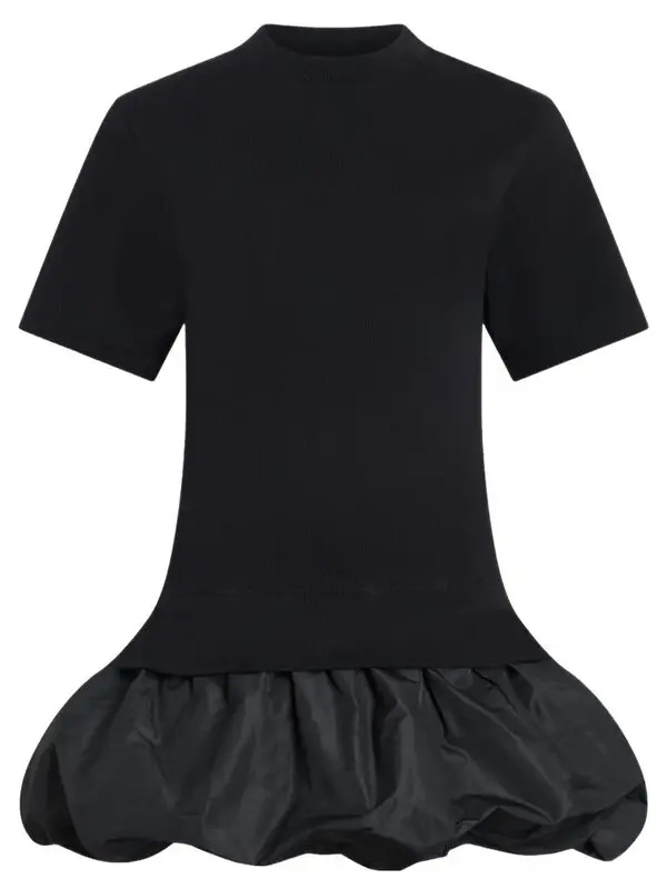 PATOU Short-sleeved Mini Dress With Pleated Hem - Black