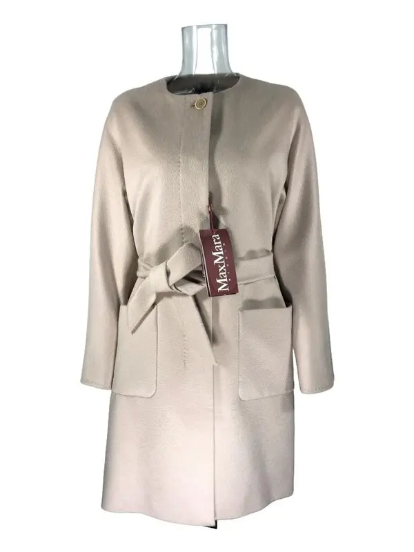 Max Mara Logo Round-neck Coat - Nude