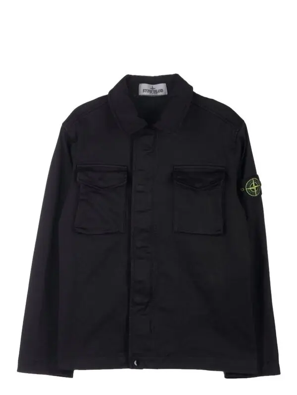 Stone Island Long-sleeved Shirt With Logo Detail - Black