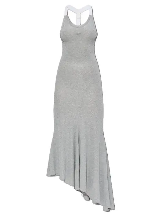 Off-White Sleeveless Cut-out Asymmetric Dress - Gray