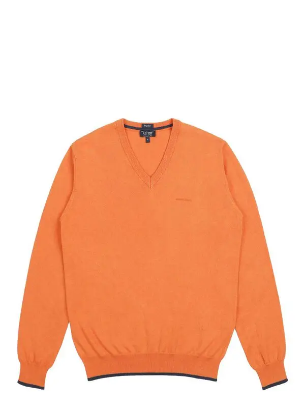 Emporio Armani V-neck Sweater With Ribbed Trim - Orange
