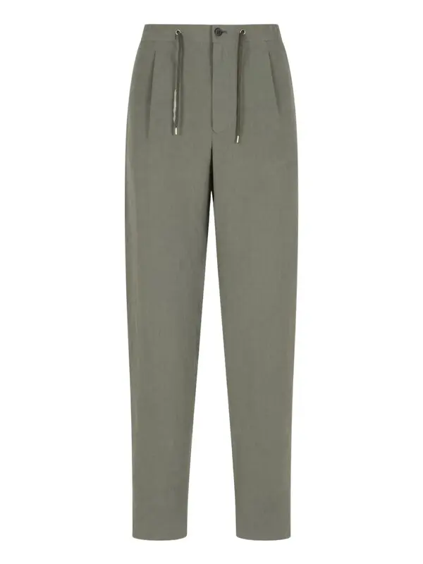 Giorgio Armani Pleated Drawstring Trousers - Gray