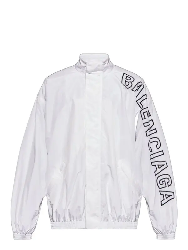 Balenciaga Logo Print Zip-up Jacket - White