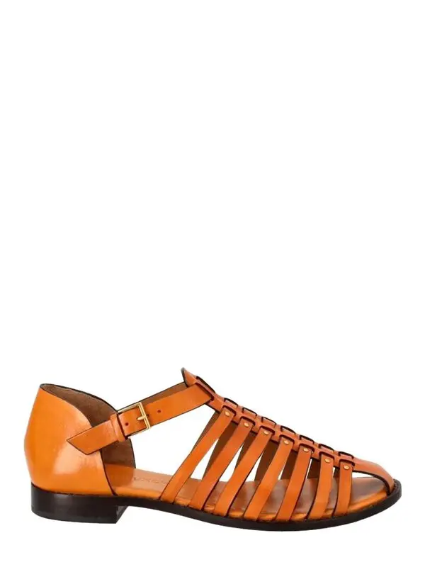 Tory Burch Logo Embossed Flat Sandals - Orange
