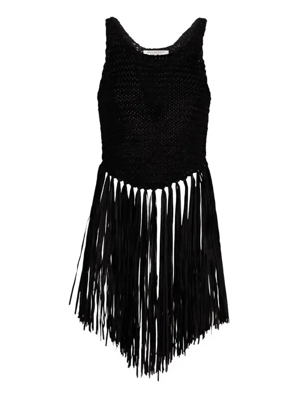 Philosophy Di Lorenzo Serafini Crochet-knit Fringed Top - Black