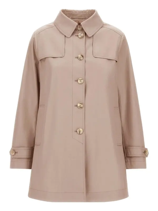Herno Single-breasted A-line Coat - Nude