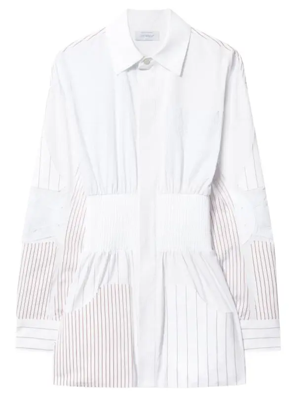 Off-White Vertical Stripe Shirt Dress - White