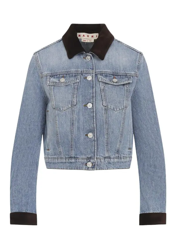 Marni Denim Jacket With Contrasting Collar And Cuffs - Gray