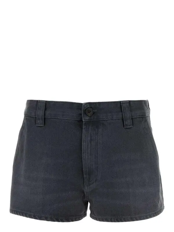 Miu Miu Logo Detailed Shorts - Grey