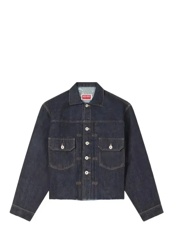 Kenzo Trucker Jacket With Embroidered Back Detail - Rinse Blue Denim