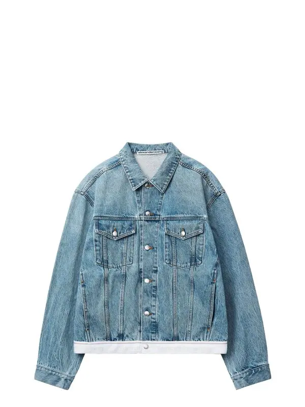 Alexander Wang Logo-hem Denim Trucker Jacket - Denim Blue