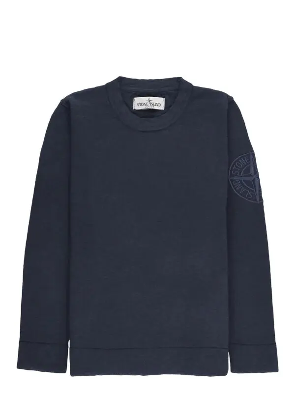 Stone Island Embroidered Logo Knitted Jumper - Blue