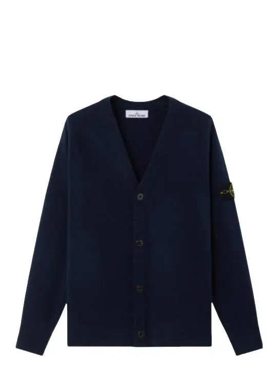 Stone Island V-neck Cardigan - Navy