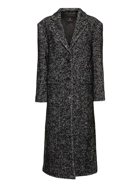 ANINE BING Herringbone Coat - Black/white