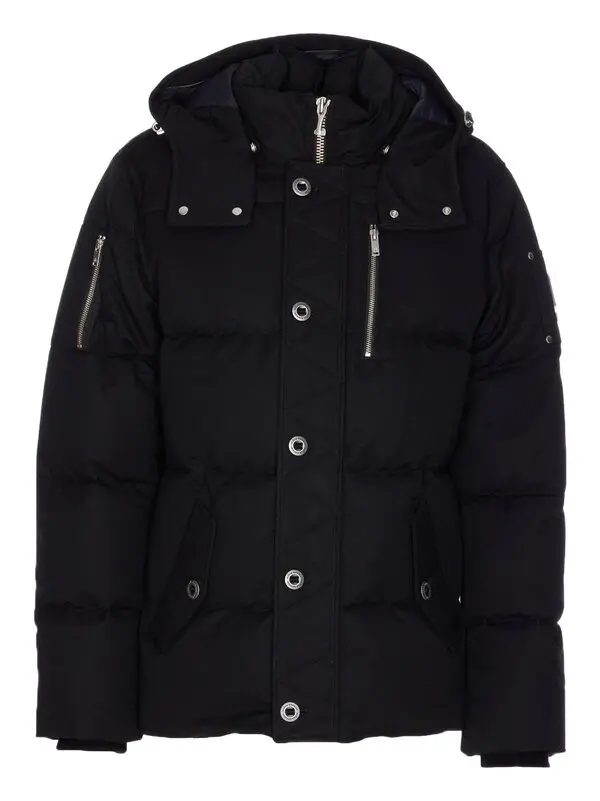 Moose Knuckles Zip Detailed Hooded Down Coat - Black