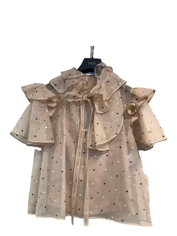 Dior Ruffled Polka Dot Blouse - Nude
