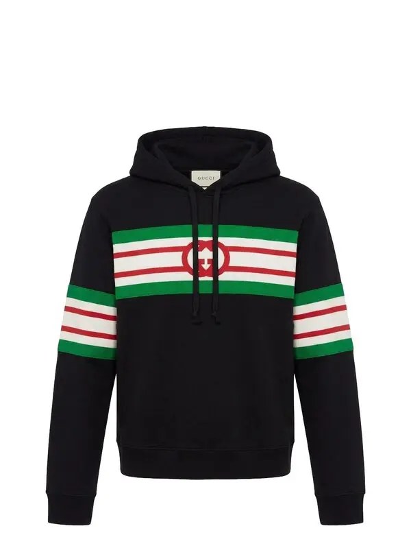 Gucci Interlocking G Print Hooded Sweatshirt - Black