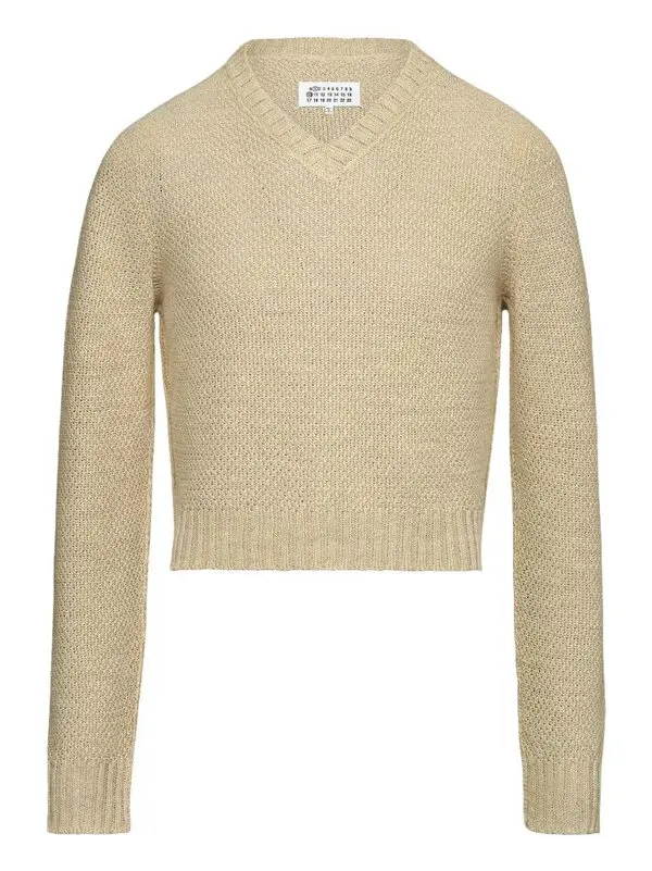 MAISON MARGIELA V-neck Knitted Jumper - Light Brown