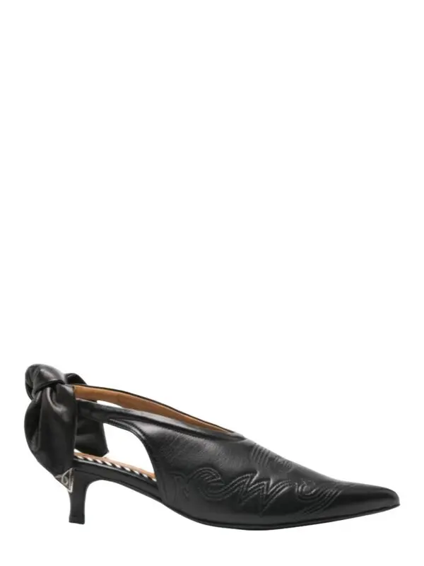 Toga Bow-detail Pointed Toe Pumps - Black