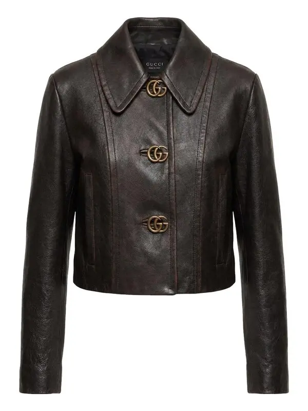 Gucci Leather Jacket With Distressed Effect - Black