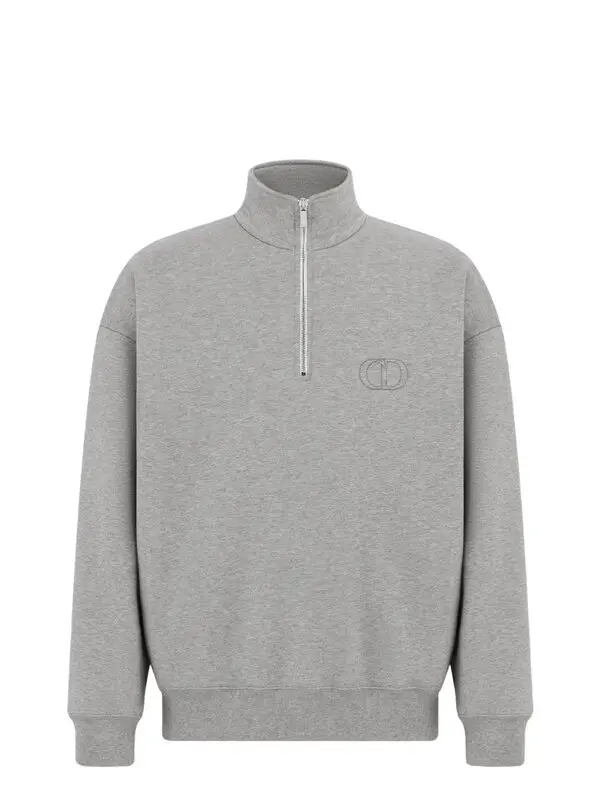 Dior High Neck Zip Detailed Sweatshirt - Grey