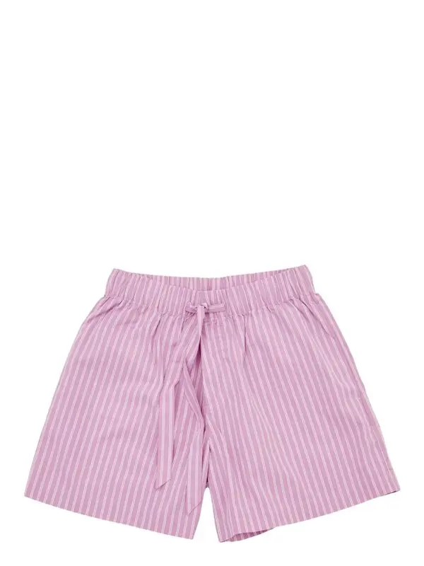TEKLA Striped Organic Cotton Pajama Shorts - Pink