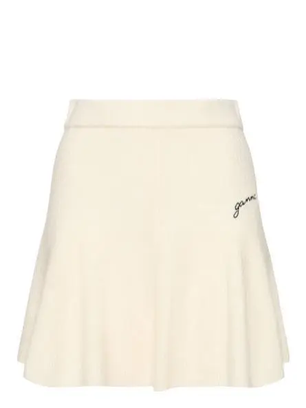 GANNI Elastic Waist Mini Skirt - Ivory