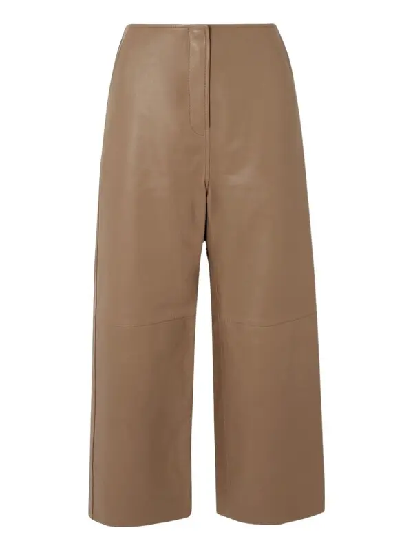 TOTEME Panelled Flared Leather Trousers - Beige