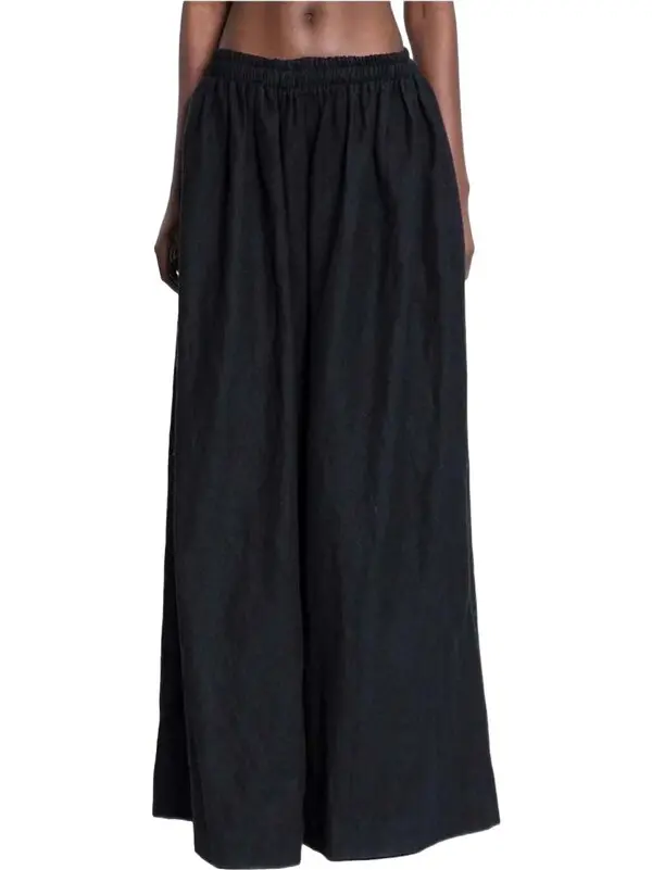 UMA WANG Elastic Waist Wide Leg Casual Pants - Black