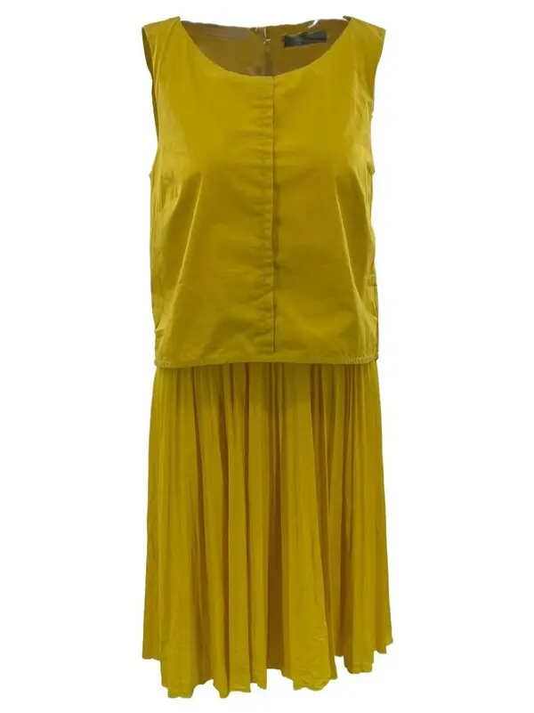 Max Mara Sleeveless Round Neck Dress With Pleated Detail - Brown
