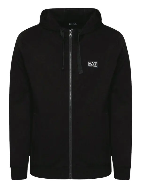 EA7 Logo Hooded Casual Jacket - Black