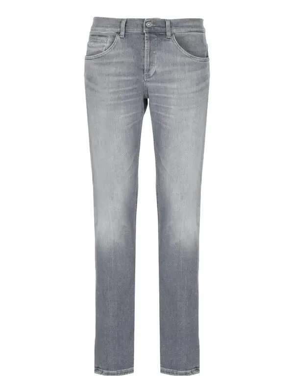 DONDUP Slim Fit Pants With Metal Logo Buttons - Gray