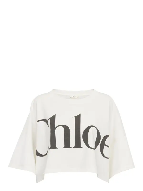 Chloé Logo Print Cropped T-shirt - White