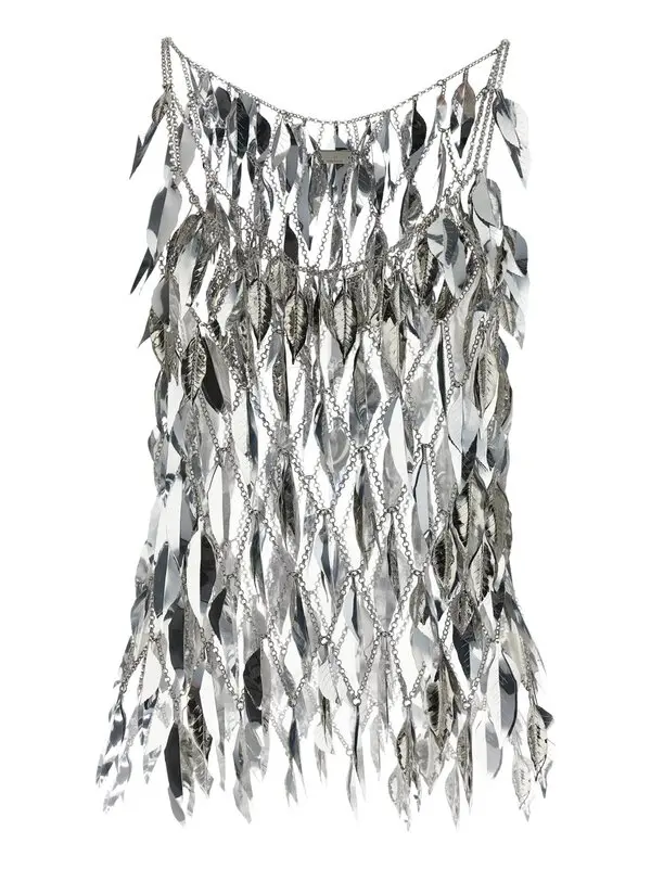 Rabanne Chainmail 3d Leaf Scoop-neck Top - Silver