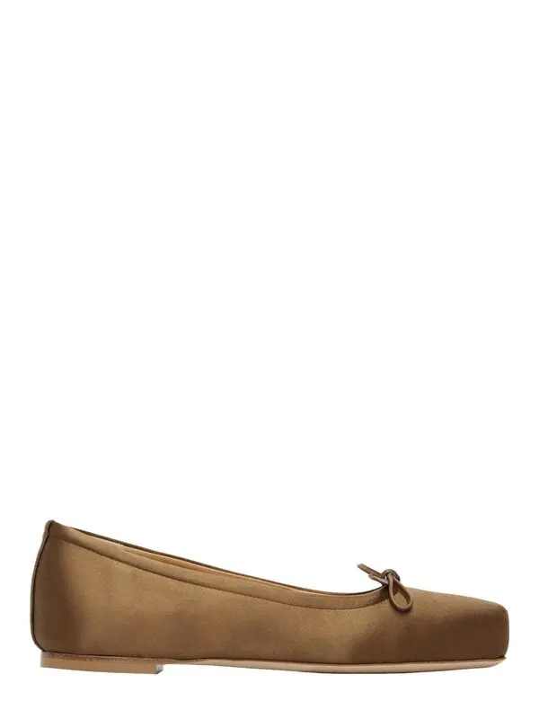 AeydĒ Gabriella Satin Ballet Flats - Tobacco Color