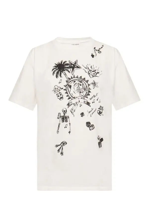 Saint Laurent Graphic Tattoo" T-shirt - White