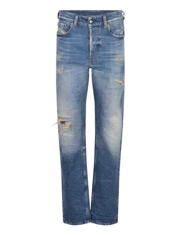 DIESEL® 1988 D-ark Distressed Straight Leg Jeans - Blue