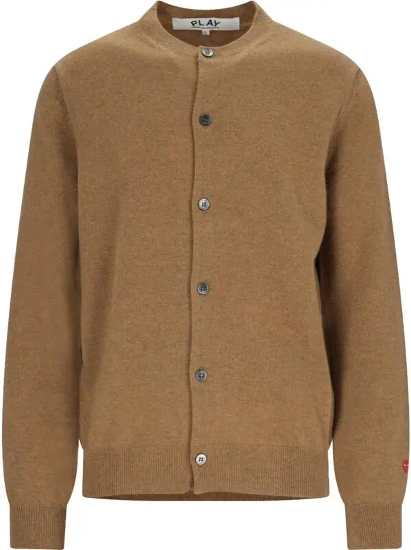 Play Comme Des Garcon Cardigan With Heart Patch - Brown