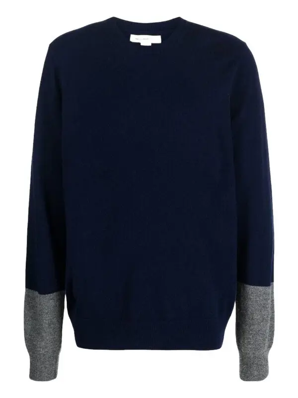 Comme Des Garçons Round Neck Wool Sweater With Two-tone Design - Black