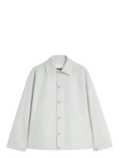 JIL SANDER Logo Print Cotton Taffeta Jacket - Light Gray