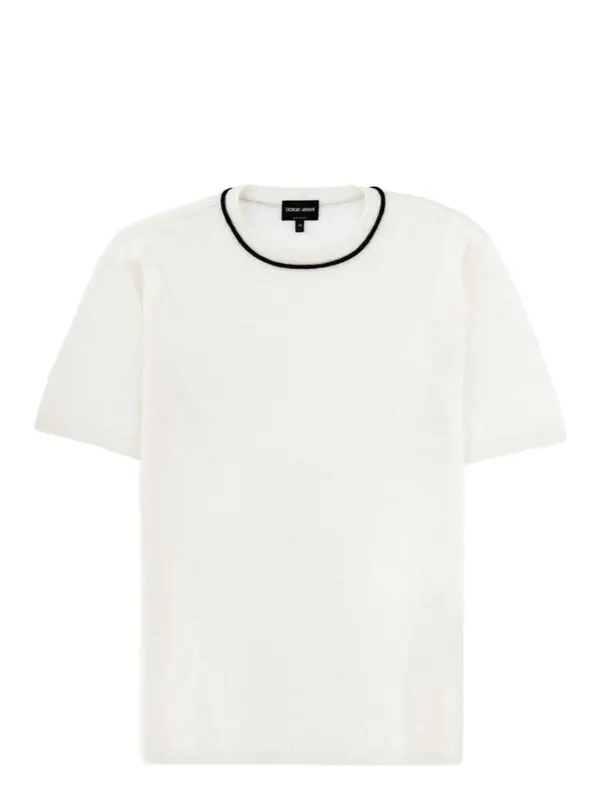 Giorgio Armani Embroidered Short Sleeve Knit Jumper - White