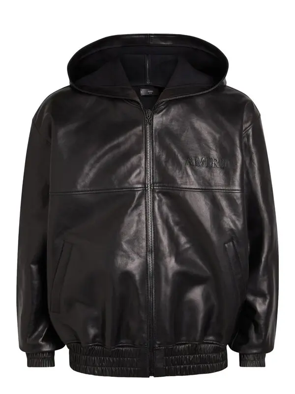 Amiri Leather Zip-up Hooded Jacket - Black