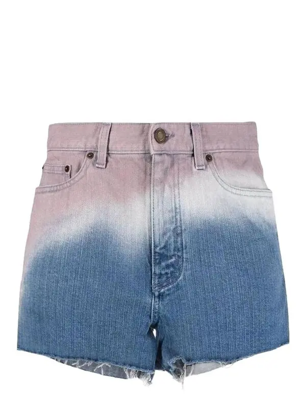 Saint Laurent Tie-dye Denim Shorts - Blue
