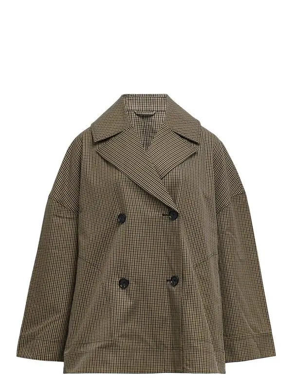 TOTEME Double Breasted Oversized Check Coat - Brown
