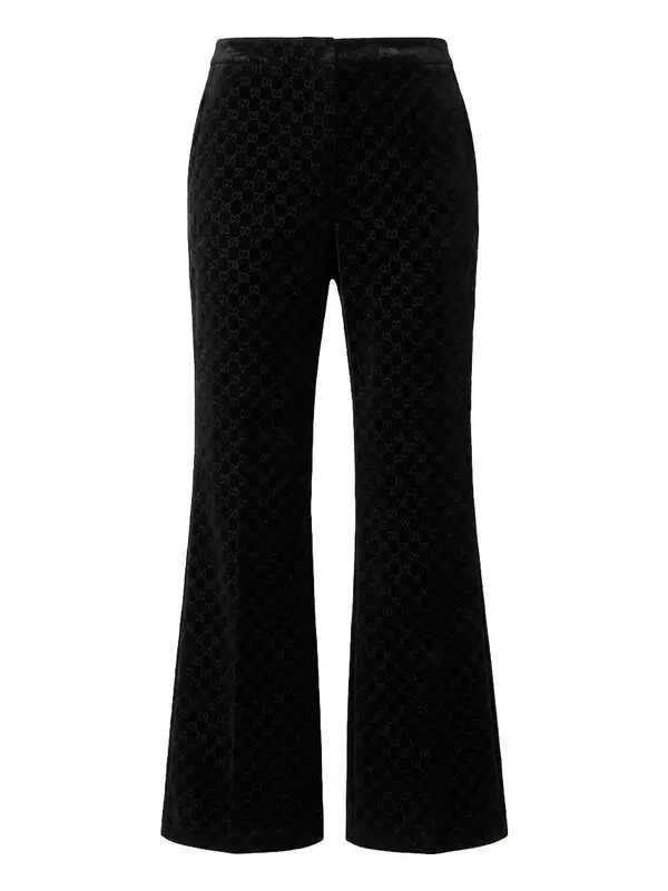 Gucci Gg Stretch Devoré Velvet Flare Pants - Black